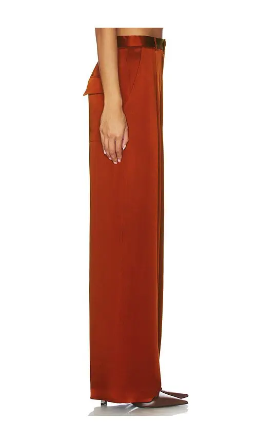 Lapointe Relaxed Pleated Satin Trousers - Rust
