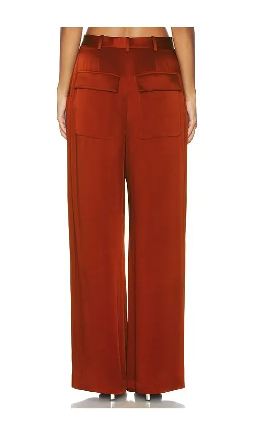 Lapointe Relaxed Pleated Satin Trousers - Rust