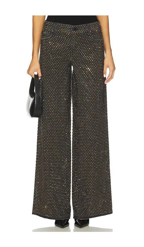 Alice + Olivia Embellished Baggy Jeans - Black