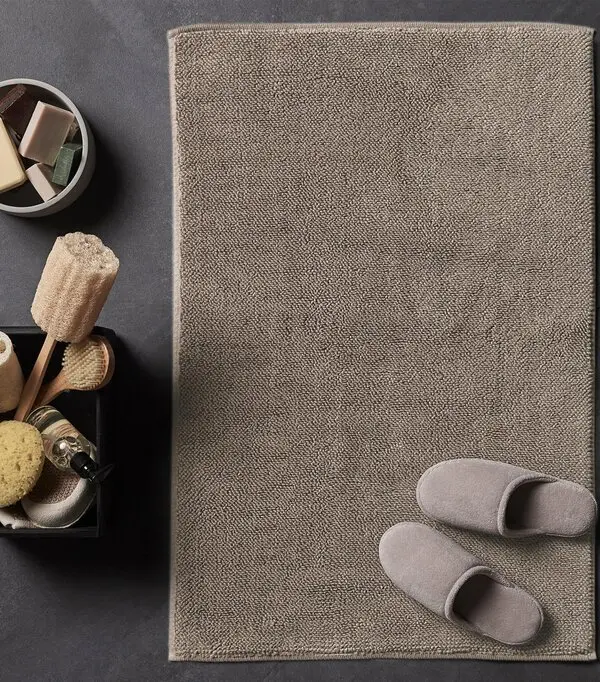 HAMAM Organic Cotton Pera Woven Bath Mat - Blue