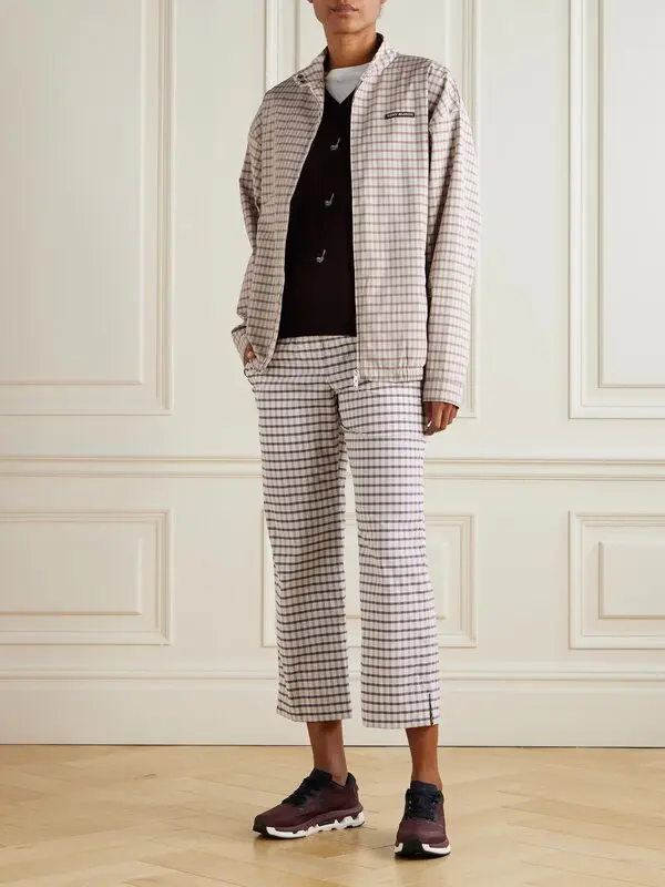 Tory Burch Checked Canvas Straight-leg Golf Trousers