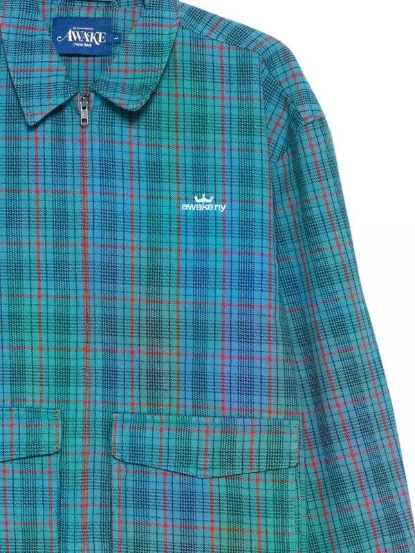 AWAKE NY Checked Bomber Jacket With Front Zip Fastening