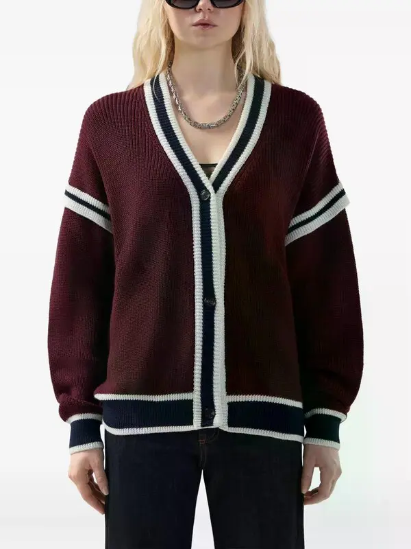 Gcds Striped Button Cardigan - Red