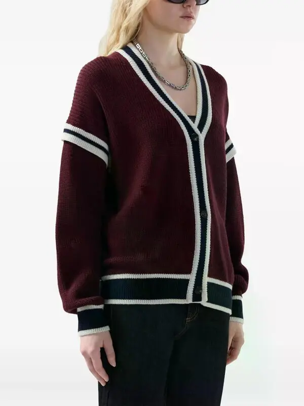 Gcds Striped Button Cardigan - Red