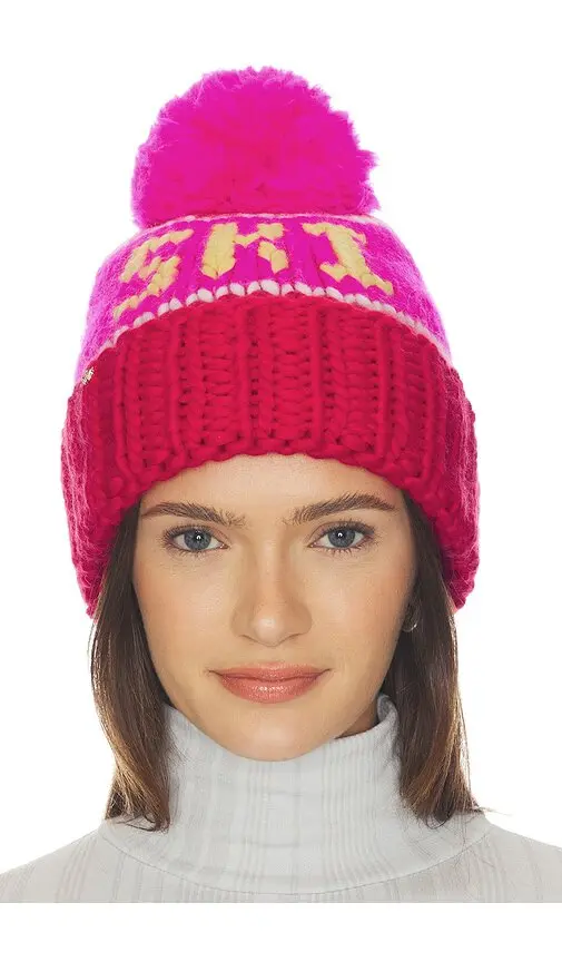 Lele Sadoughi Hand-knit Peruvian Merino Wool Ski Beanie With Pompom - Red