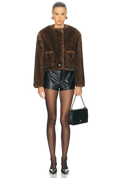 Marc Jacobs Teddy Cropped Jacket - Ebony