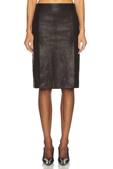 FERRAGAMO Leather Pencil Skirt - Expresso