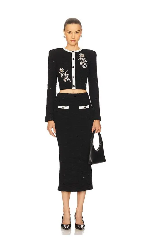 SELF-PORTRAIT Floral Textured Knit Jacket