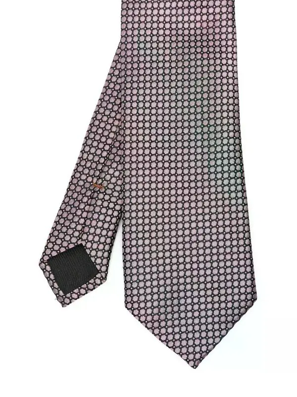 Zegna Geometric Pattern Silk Neck Tie - Pink