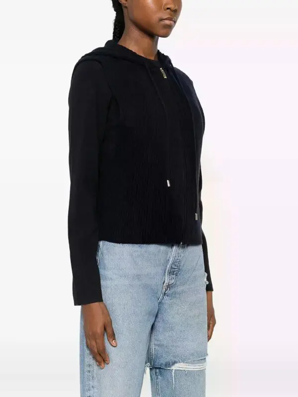 Max Mara Ribbed Knit Hooded Zip Jacket