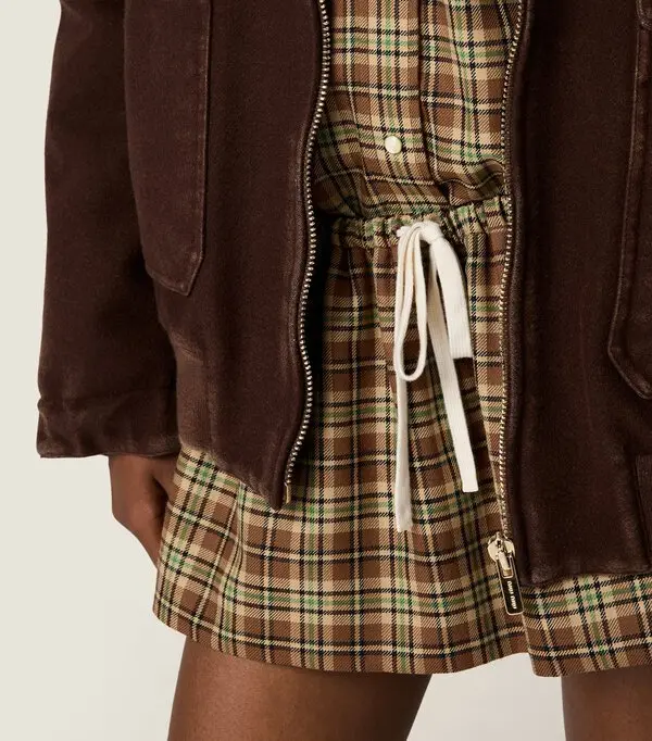 Miu Miu Wool Plaid Mini Skirt - Brown