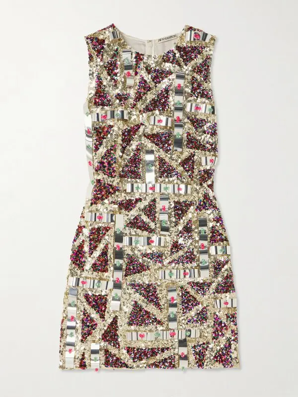 JW Anderson Embellished Sequinned Tulle Mini Dress - Multi