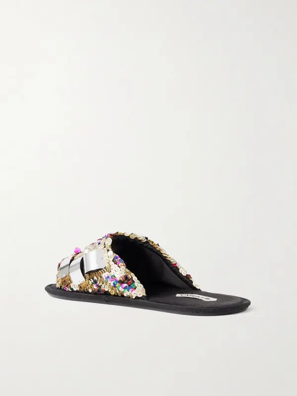 JW Anderson Embellished Sequin Grosgrain Slides