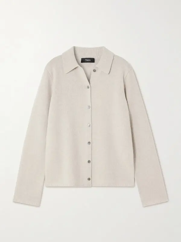 Theory Cashmere And Wool-blend Cardigan - Gray