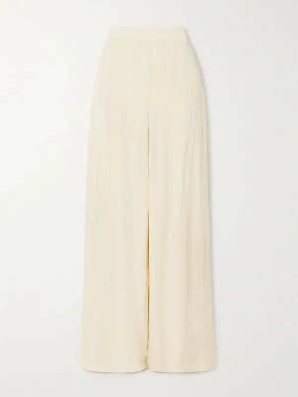 JOSEPH Mawn Plissé-jacquard Wide-leg Trousers - Neutrals