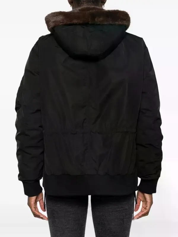 GOTHA Hooded Zip-up Bomber Jacket With Fur Trim