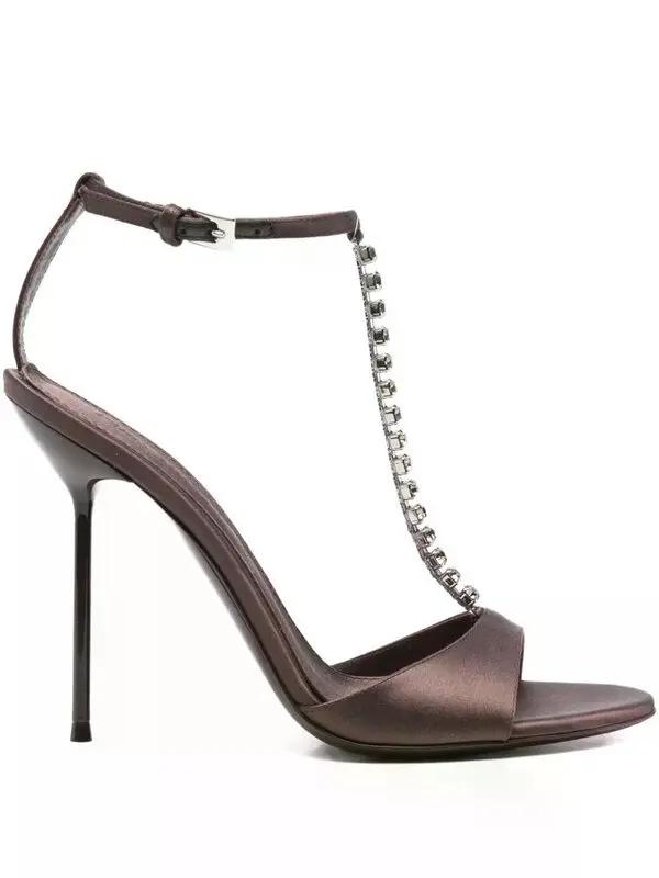 Paris Texas 105mm Chain Embellished T-strap Sandals - Brown