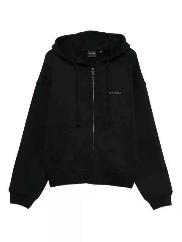 DAILY PAPER Logo-embroidered Zip-up Hoodie - Black