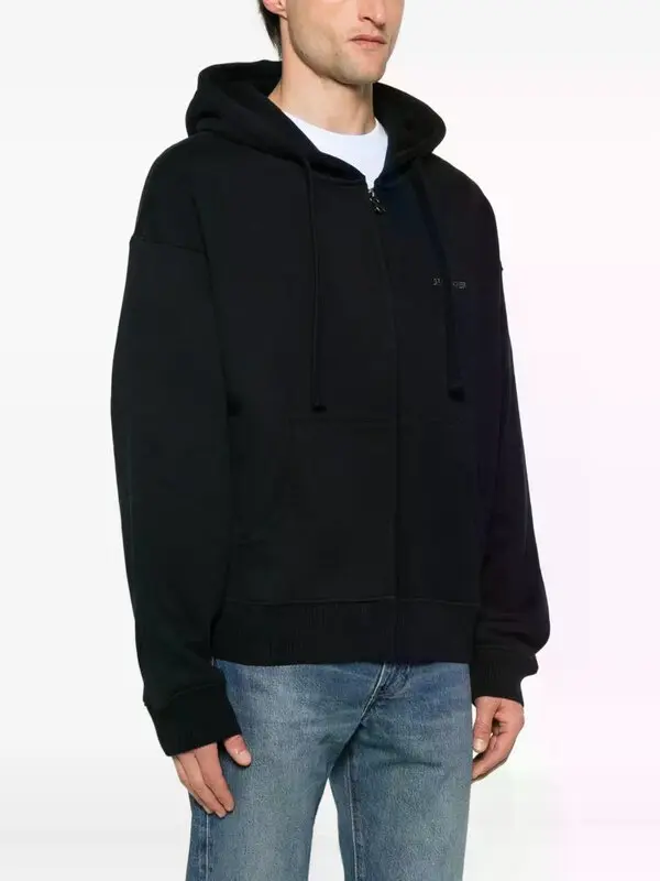 DAILY PAPER Logo-embroidered Zip-up Hoodie - Black