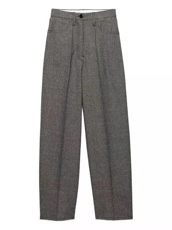 Prada Prince Of Wales Check Tailored Trousers - Grey