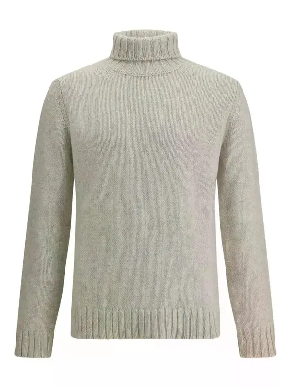 ARAGONA Ribbed Turtleneck Sweater With Long Sleeves