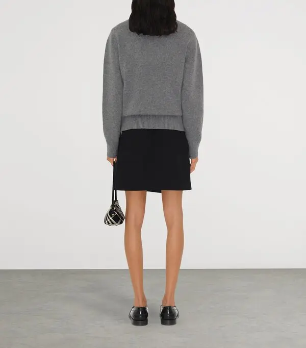 Burberry Wool-cashmere Equestrian Knight Design Crew Neck Pullover - Grey