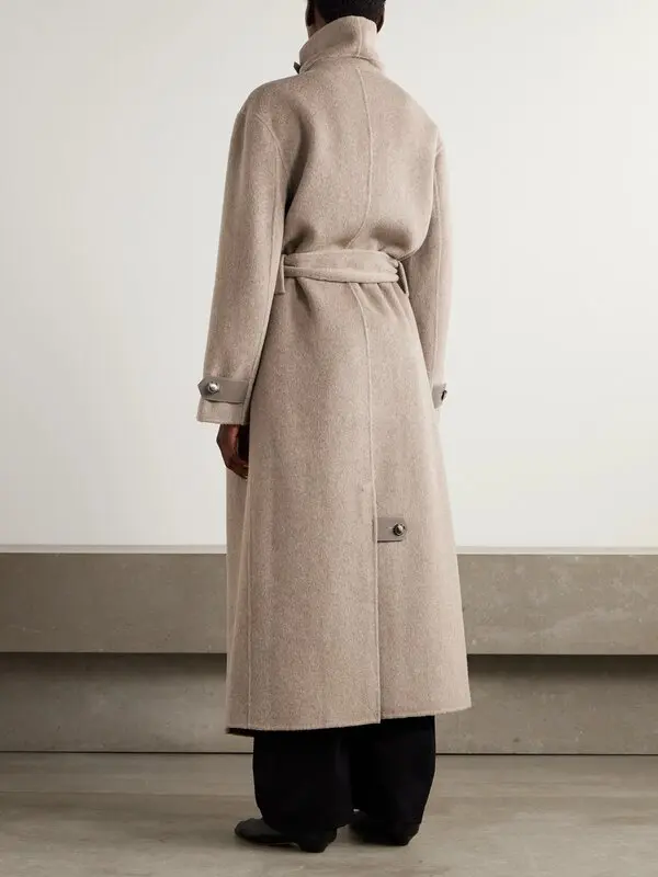 Proenza Schouler White Label Corey Belted Leather-trimmed Wool-blend Coat