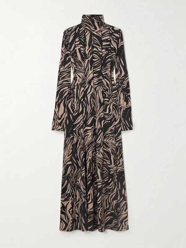 Proenza Schouler White Label Mabel Printed Jersey Turtleneck Maxi Dress - Multi