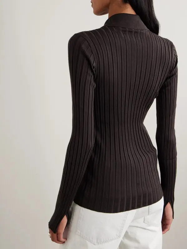 Calvin Klein Ribbed Wool Polo Sweater