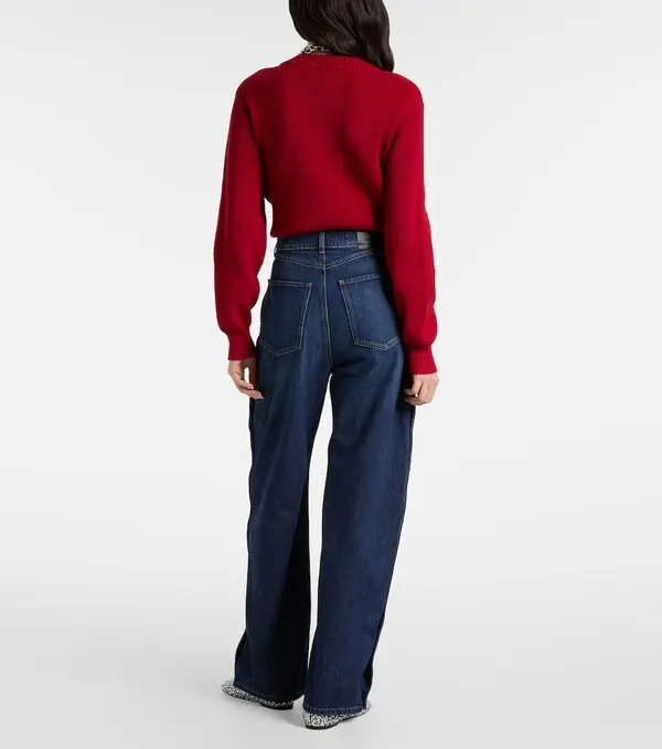 Sportmax High-rise Wide-leg Jeans With Snap Button Detailing