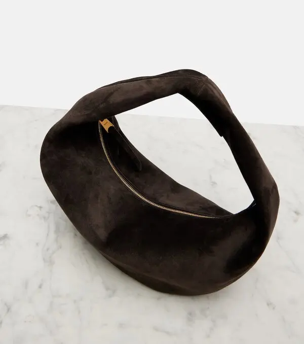 Khaite Olivia Medium Suede Shoulder Bag - Brown