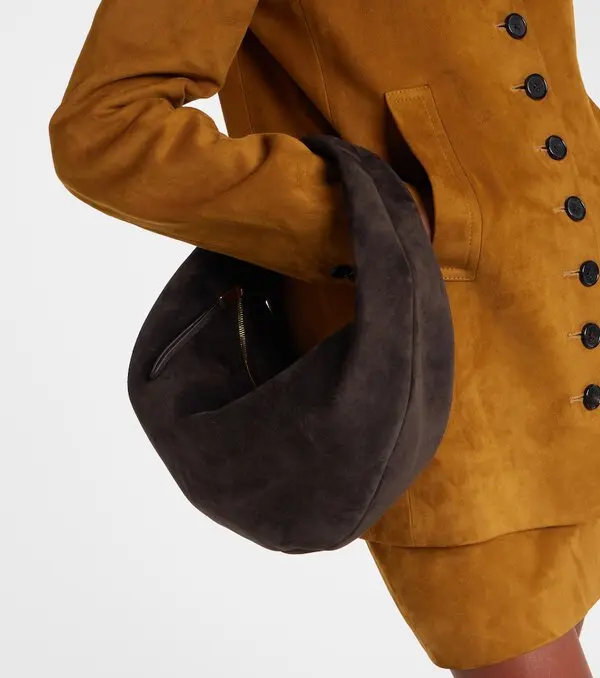 Khaite Olivia Medium Suede Shoulder Bag - Brown