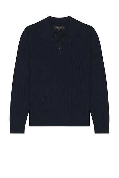Rag & Bone Crawford Cashmere Blend Long Sleeve Polo