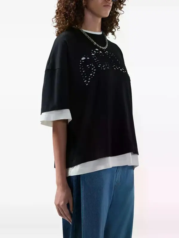 Gcds Perforated Layered T-shirt - Black