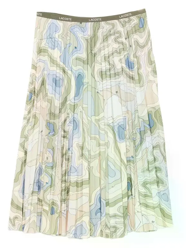 Lacoste Pleated Midi Skirt With All-over Print - Yellow
