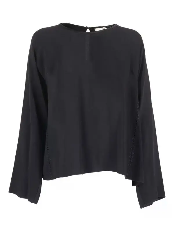 FORTE_FORTE Long-sleeve Blouse With Embroidered Detail - Black