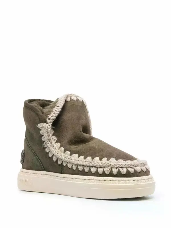 Mou Crochet Stitch-trim Boots