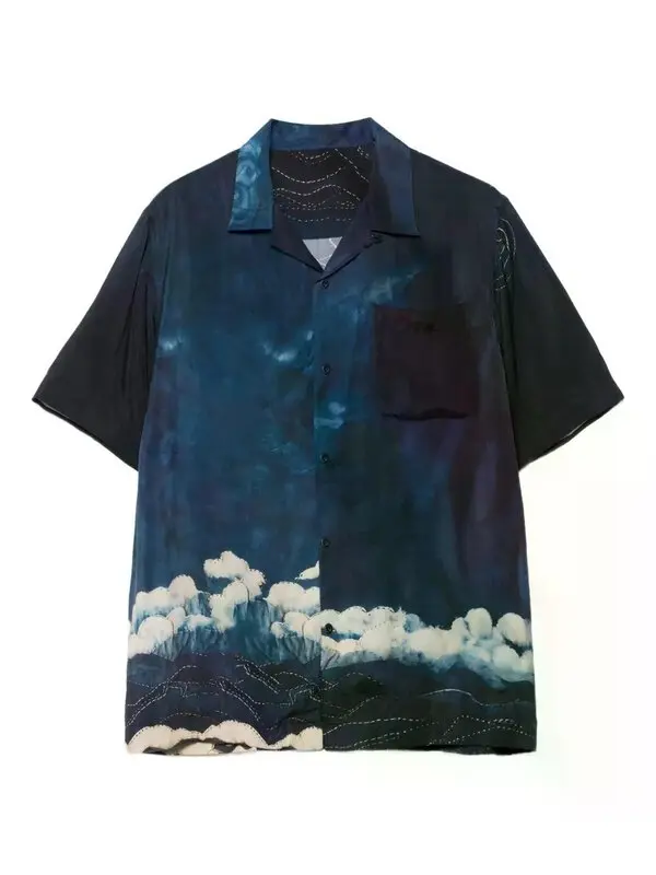 MAHARISHI 6230 Boro Crane Graphic Shirt - Blue