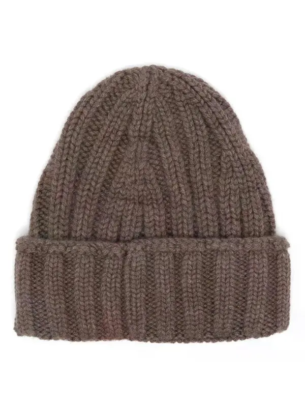 DELL'OGLIO Cashmere Beanie Hat - Brown