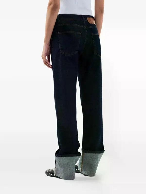 Gcds Logo Patch Turn-up Hem Jeans - Blue