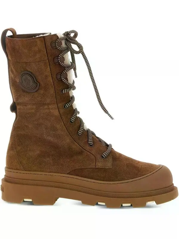 Moncler Vera Shearling Lace-up Boots - Brown