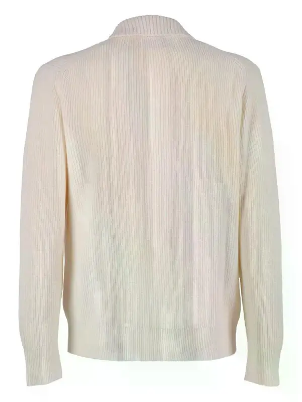 BALLANTYNE V-neck Ribbed Knit Sweater With Button Detail