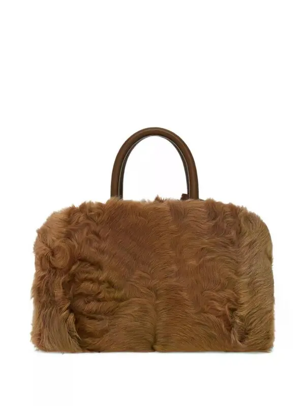 FERRAGAMO Mini Hug Shearling Cross Body Bag - Brown