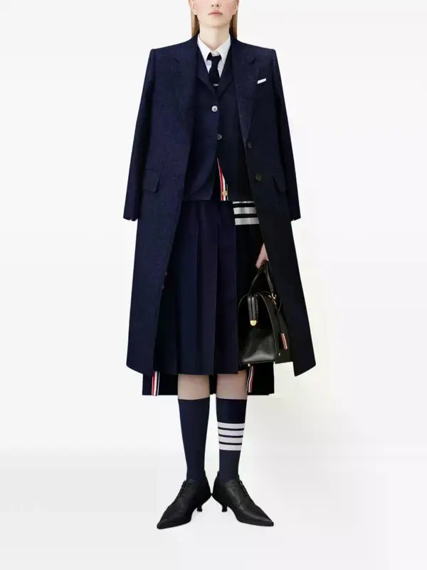 Thom Browne V-neck Cardigan With Four-bar Stripes - Blue