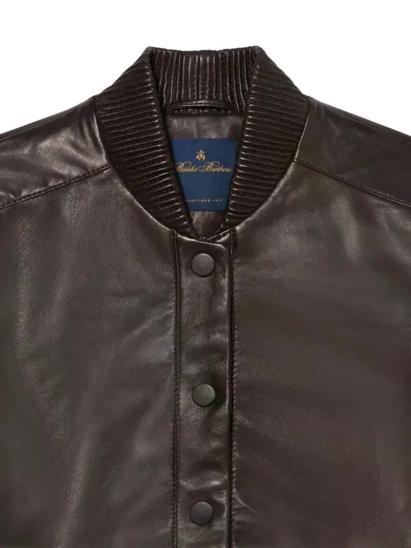 Brooks Brothers Leather Bomber Jacket - Brown