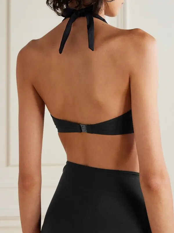 ERES Bow-detailed Triangle Halterneck Bikini Top - Black