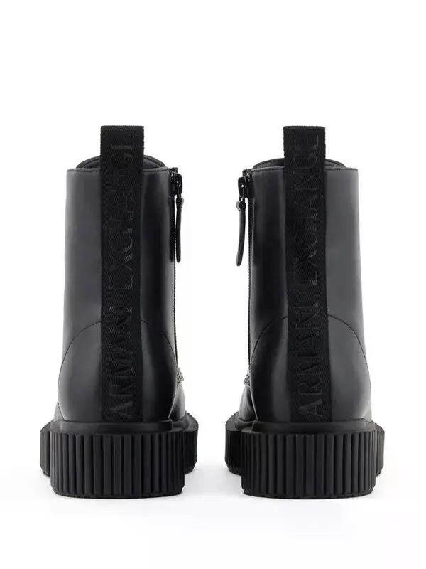Armani Exchange Leather Combat Boots