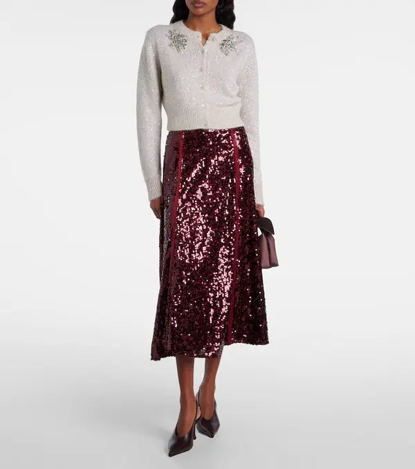 Erdem Embellished Cropped Alpaca-blend Cardigan
