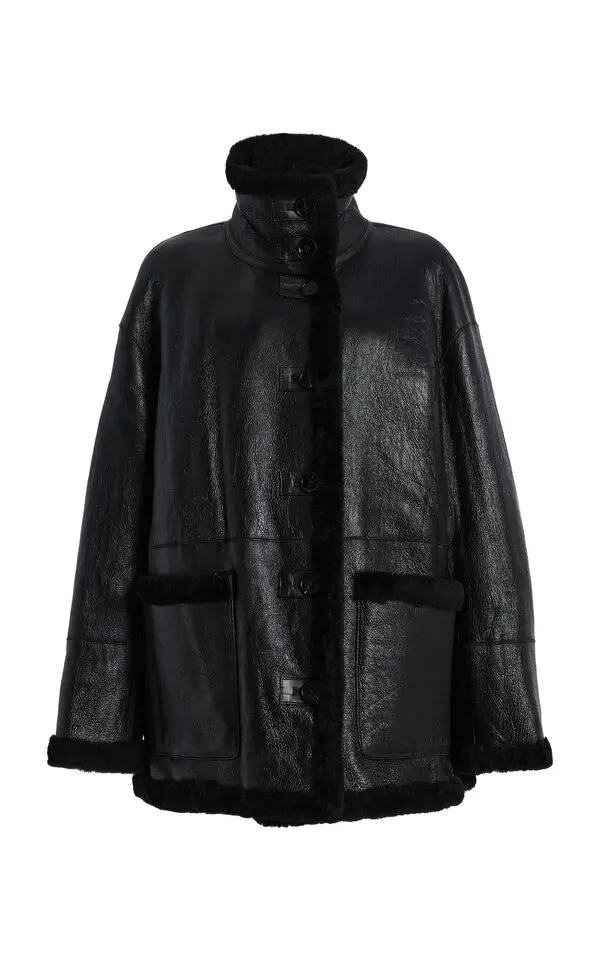 STAND STUDIO Heather Reversible Shearling Jacket - Black