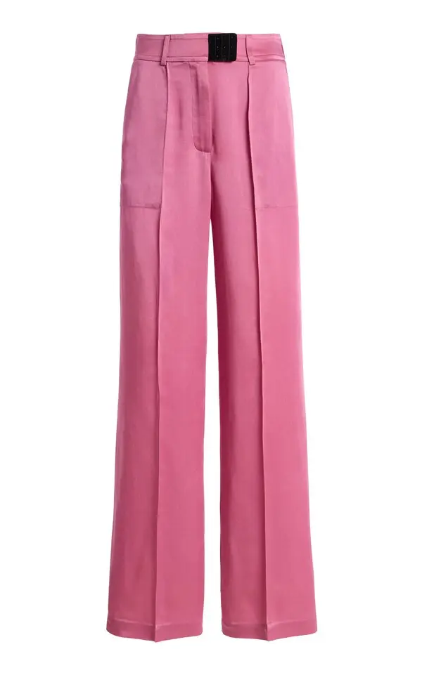 Bevza Satin Trousers With Bra Closure - Pink